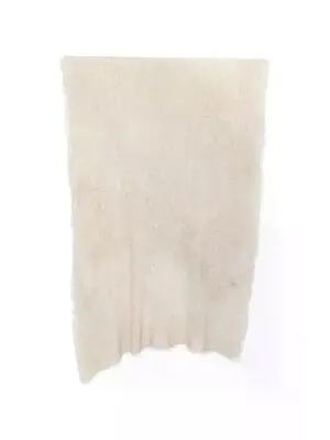 Avant Toi Foil-print Frayed Scarf - Neutrals