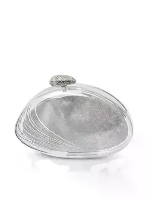 Benedetta Bruzziches Crystal-embellished Shell Clutch Bag - Silver