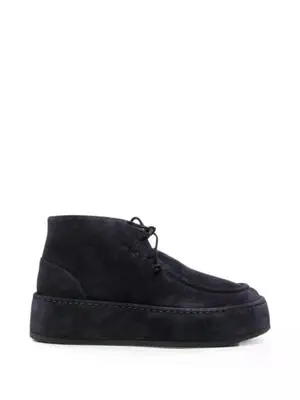 Agl Suede Lace-up Boots With Platform Sole - Blue