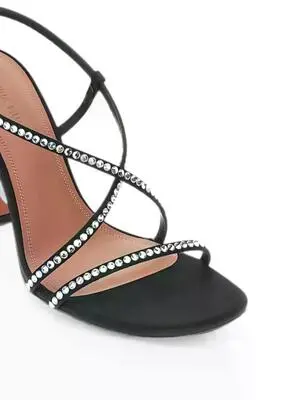 Amina Muaddi Crystal-embellished Silk Sandals