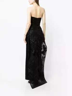 SAIID KOBEISY Strapless Embroidered Maxi Dress