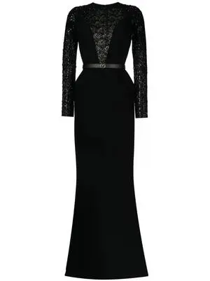 SAIID KOBEISY Embellished Long Sleeve Gown