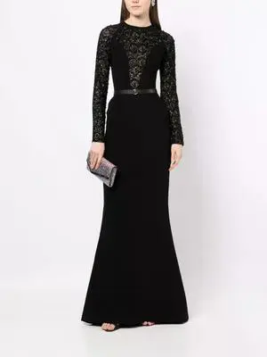 SAIID KOBEISY Embellished Long Sleeve Gown