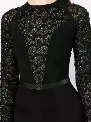 SAIID KOBEISY Embellished Long Sleeve Gown