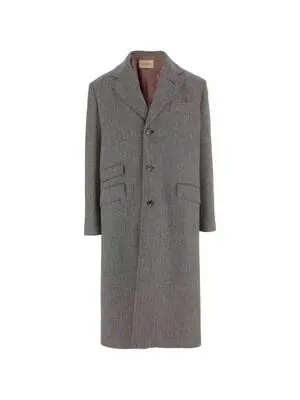 Valentino Garavani Herringbone-pattern Virgin Wool Coat - Grey