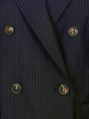 Max Mara Plain-weave Wool Double-breasted Jacket Navy