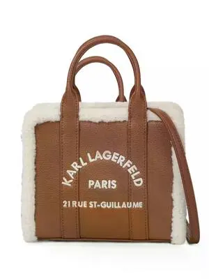 Karl Lagerfeld Mini Rue St-guillaume Shearling Square Tote Bag - Brown