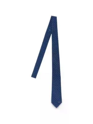 Gucci Gg Silk Jacquard Neck Tie With Horsebit Detail - Blue
