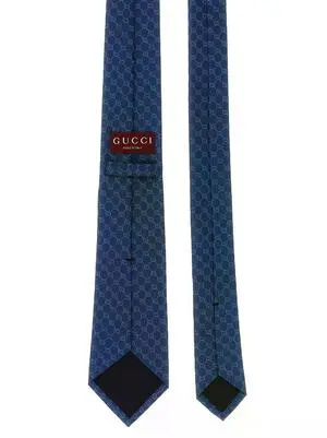 Gucci Gg Silk Jacquard Neck Tie With Horsebit Detail