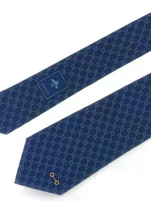 Gucci Gg Silk Jacquard Neck Tie With Horsebit Detail