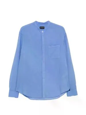 Emporio Armani Mandarin-collar Chest-pocket Shirt - Blue