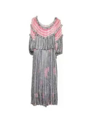 A.N.G.E.L.O. VINTAGE CULT 1970s Ruffle-trimmed Floral-print Midi Dress - Grey