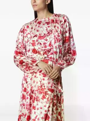 Isabel Marant Étoile Devoré Silk Georgette Floral Print Top - White