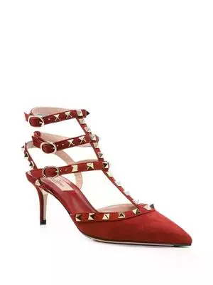 Valentino Garavani Rockstud Suede Pumps - Red