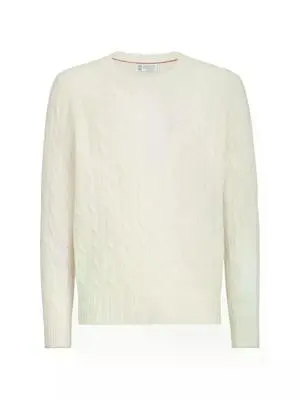 Brunello Cucinelli Cable-knit Cashmere Sweater - White