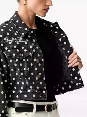 Guess Cropped Polka Dot Denim Jacket