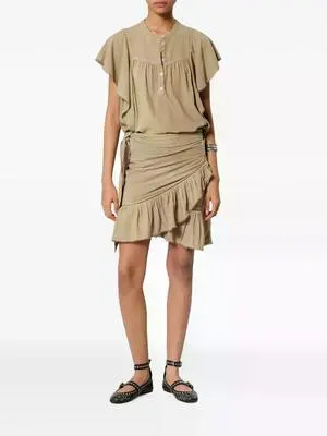 MARANT ETOILE Mampster Ruffled Wrap Mini Skirt - Neutrals
