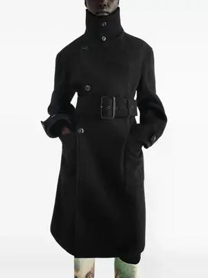 LEMAIRE Fitted Wrap Coat In Felted Wool And Alpaca Blend