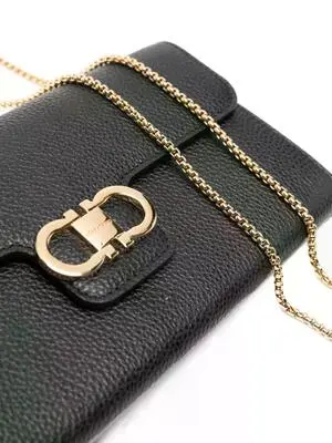 FERRAGAMO Double Gancini Leather Clutch Bag