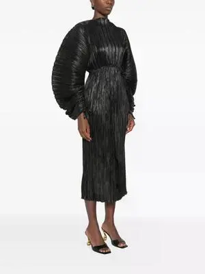 Cult Gaia Freda Plissé-effect Balloon-sleeve Midi Dress