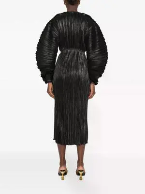 Cult Gaia Freda Plissé-effect Balloon-sleeve Midi Dress