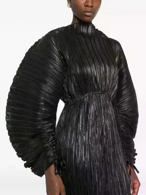 Cult Gaia Freda Plissé-effect Balloon-sleeve Midi Dress
