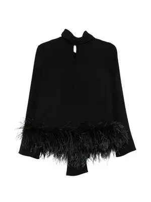 P.a.r.o.s.h Feather-trim Pussy-bow Blouse