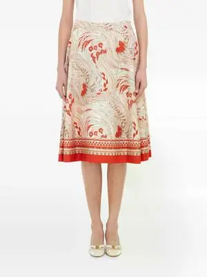 FERRAGAMO Rooster-print Long Skirt