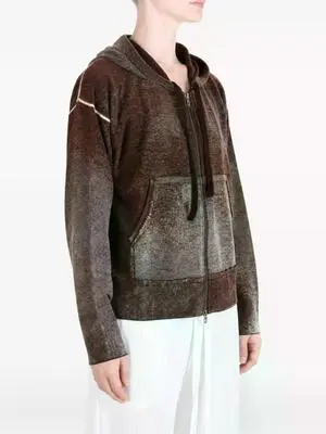 DIESEL® Wool Hooded Cardigan With Reverse Print
