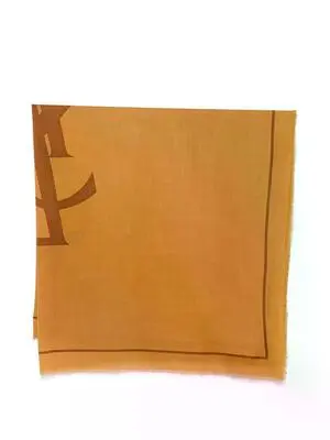 Saint Laurent Logo-print Frayed Scarf - Brown