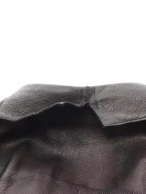 Emporio Armani Long Sleeve Leather Zip-up Jacket