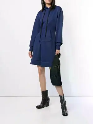 BEN TAVERNITI UNRAVEL PROJECT Hooded Dress With Pin Tucks - Blue