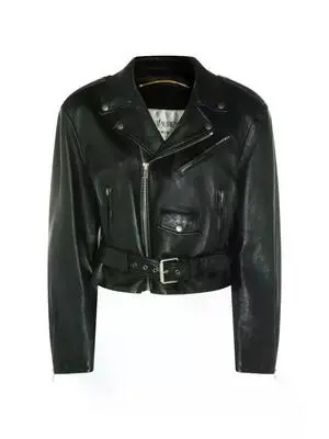 Saint Laurent Belted Biker Jacket - Black