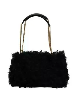 Saint Laurent Shearling Shoulder Bag - Black