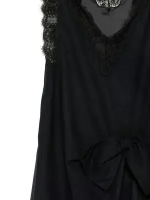PUSHBUTTON Lace-trim Ribbon Dress - Black