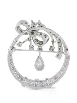 LB EXCLUSIVE 14k White Gold Diamond Ribbon Brooch