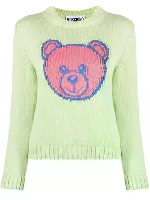 Moschino Teddy Bear Intarsia Knit Jumper - Green
