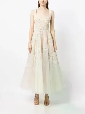 SAIID KOBEISY Sleeveless Embellished Tulle Gown