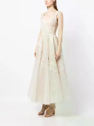 SAIID KOBEISY Sleeveless Embellished Tulle Gown