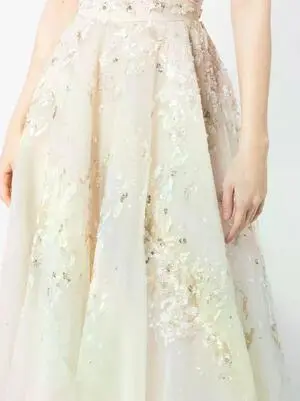 SAIID KOBEISY Sleeveless Embellished Tulle Gown