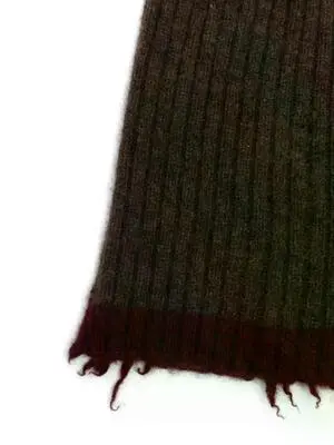 UMA WANG Ribbed Knit Beanie Hat With Frayed Edge