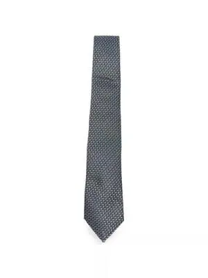 Giorgio Armani Chevron-patterned Silk Tie - Blue
