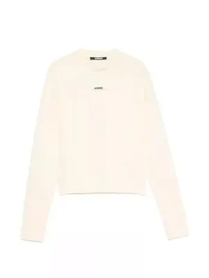 Jacquemus Logo-patch Long-sleeve T-shirt - Neutrals