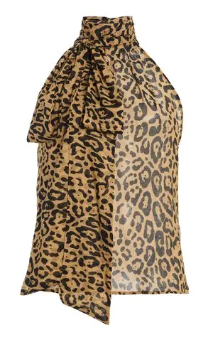 Françoise Susan Cotton Halter Blouse Leopard - Print