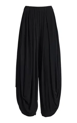 Michael Kors Draped Georgette Jersey Wide-leg Pants - Black