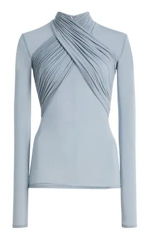 Françoise Odessa Crossover Long-sleeve Top - Light Blue