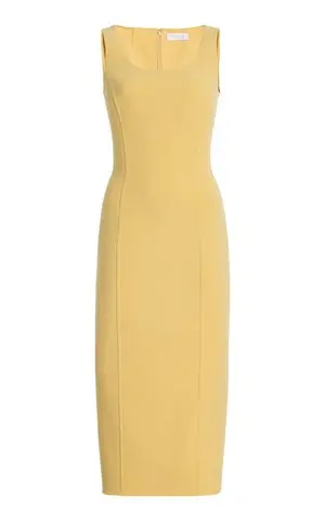 Michael Kors Scoop Neck Stretch-wool Midi Dress - Nude