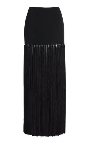 Michael Kors Tassel-detailed Wool Gabardine Midi Skirt - Black