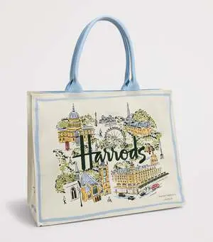 Harrods Canvas City Stories Tote Bag - Ivory