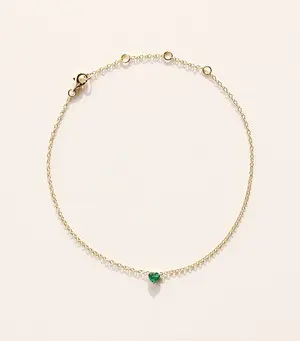 Shay 18k Yellow Emerald Heart Anklet